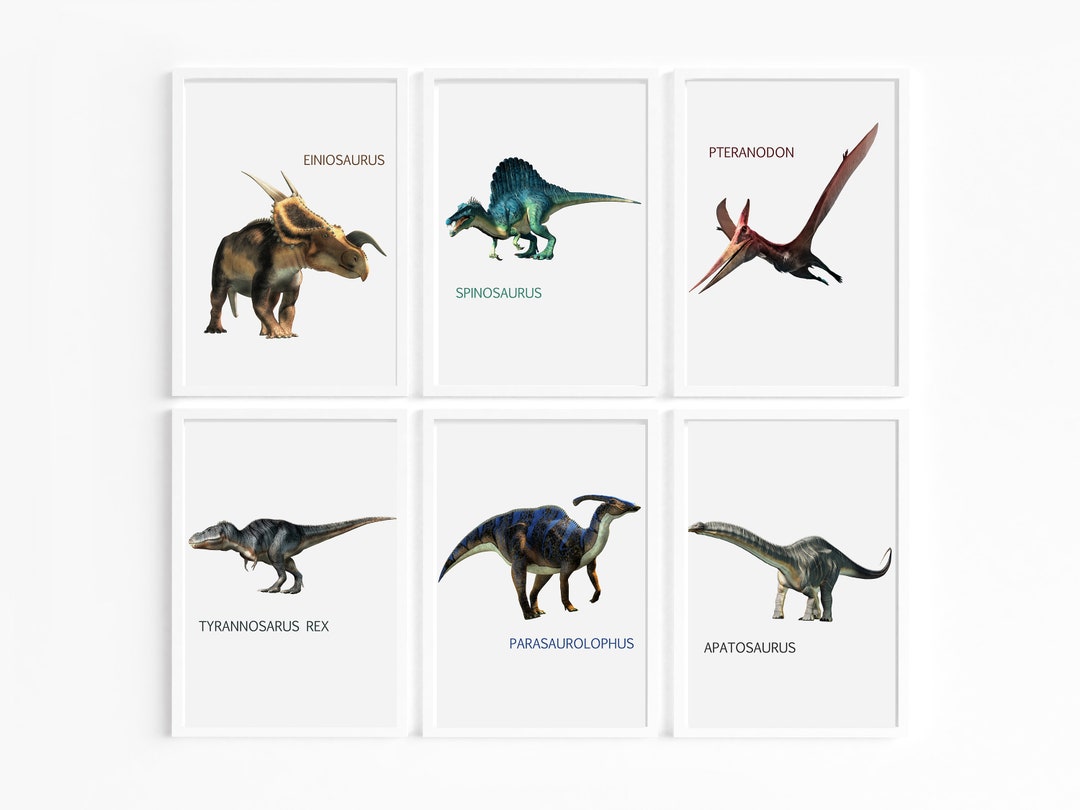 3D Dinosaur Prints Digital Download, Set of 6 Prints, Boys Bedroom ...