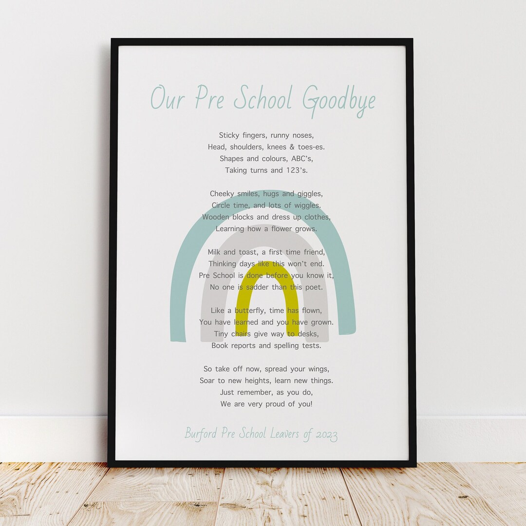 Nursery/pre School Leavers Poem Children's Gift Thank - Etsy