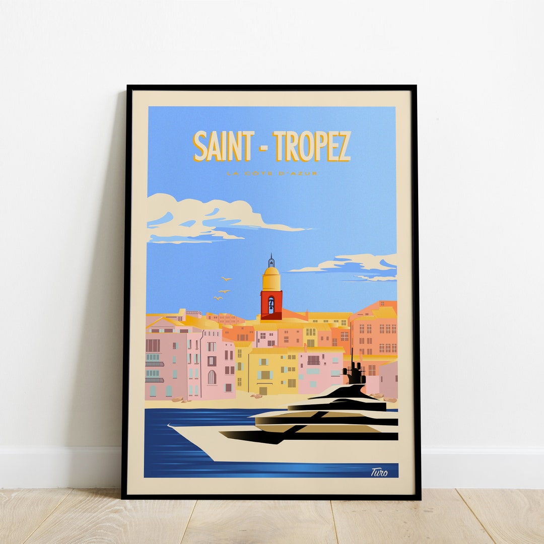 Saint-tropez Travel Poster / Poster Travel the French Riviera / Vintage ...