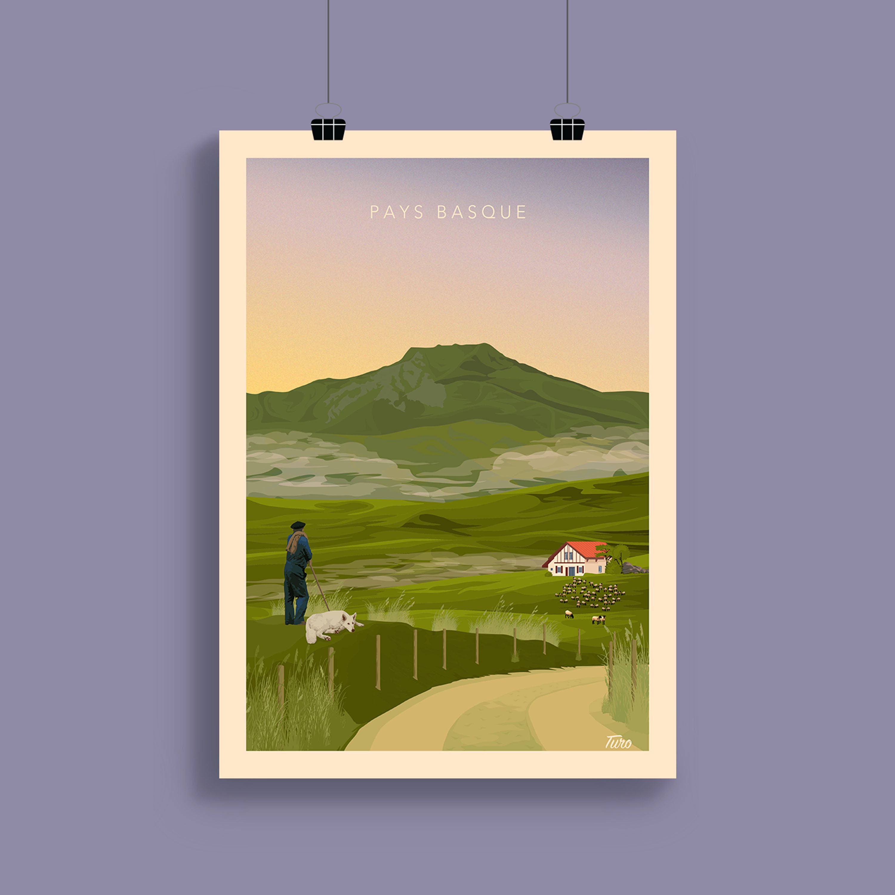 Basque Country Travel Poster / Shepherd in the Pyrenees Travel Poster ...