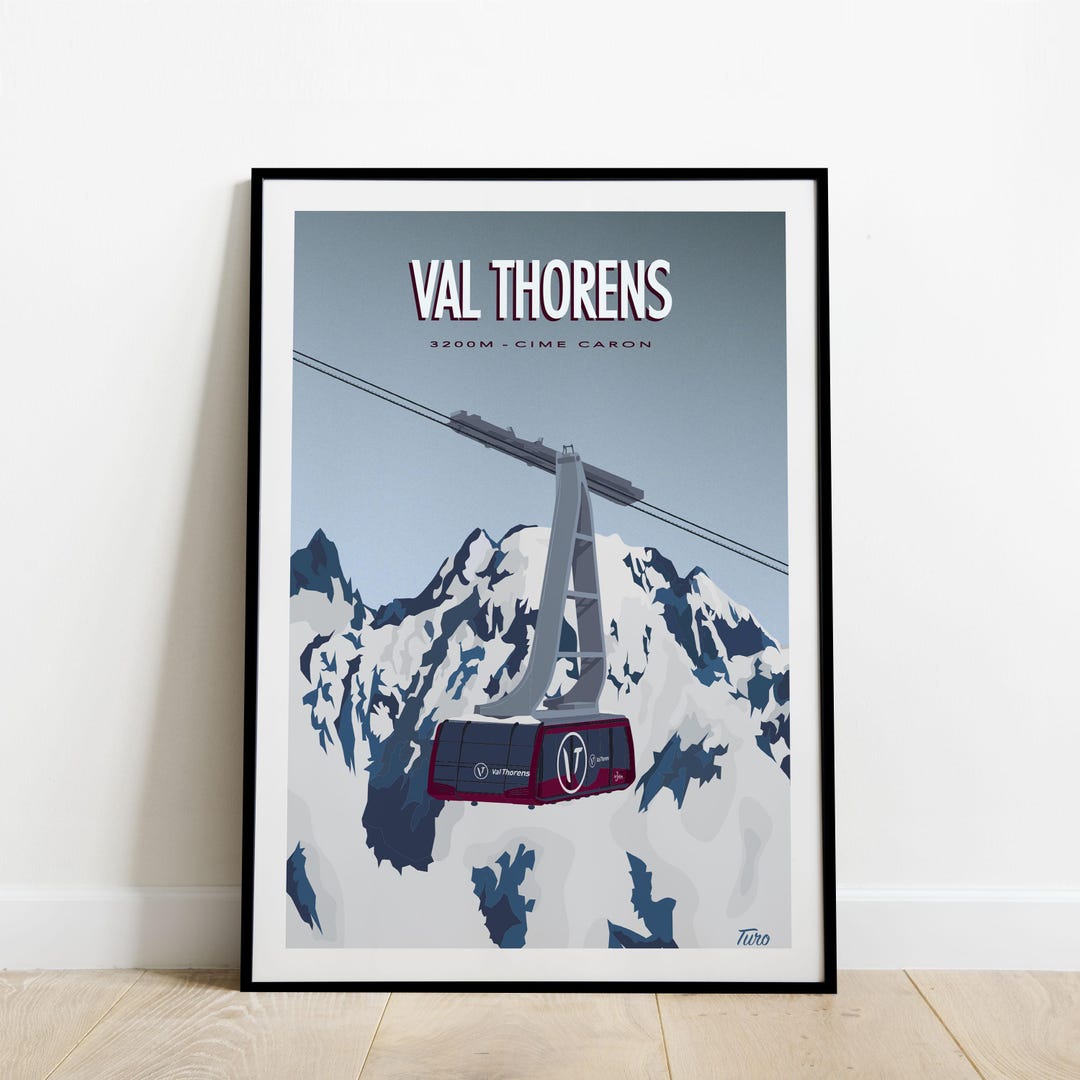 Val Thorens Travel Poster / Cime Caron Poster - 3200m / Alps Poster - Etsy