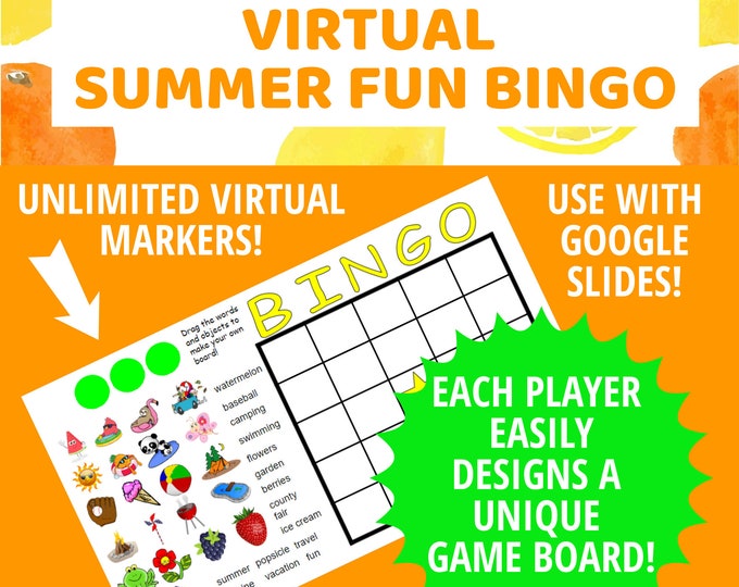 Summer Fun Virtual Bingo With Google Slides: Fully Customizable With ...