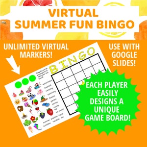 Summer Fun Virtual Bingo With Google Slides: Fully Customizable With ...