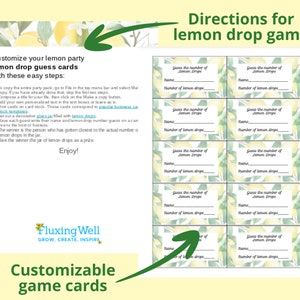 Editable Lemon Party Bundle: Invitations, Games, Place Cards, Labels ...