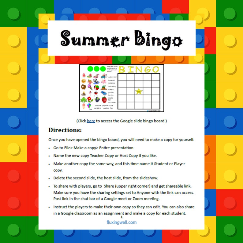 Summer Fun Virtual Bingo With Google Slides: Fully Customizable With ...