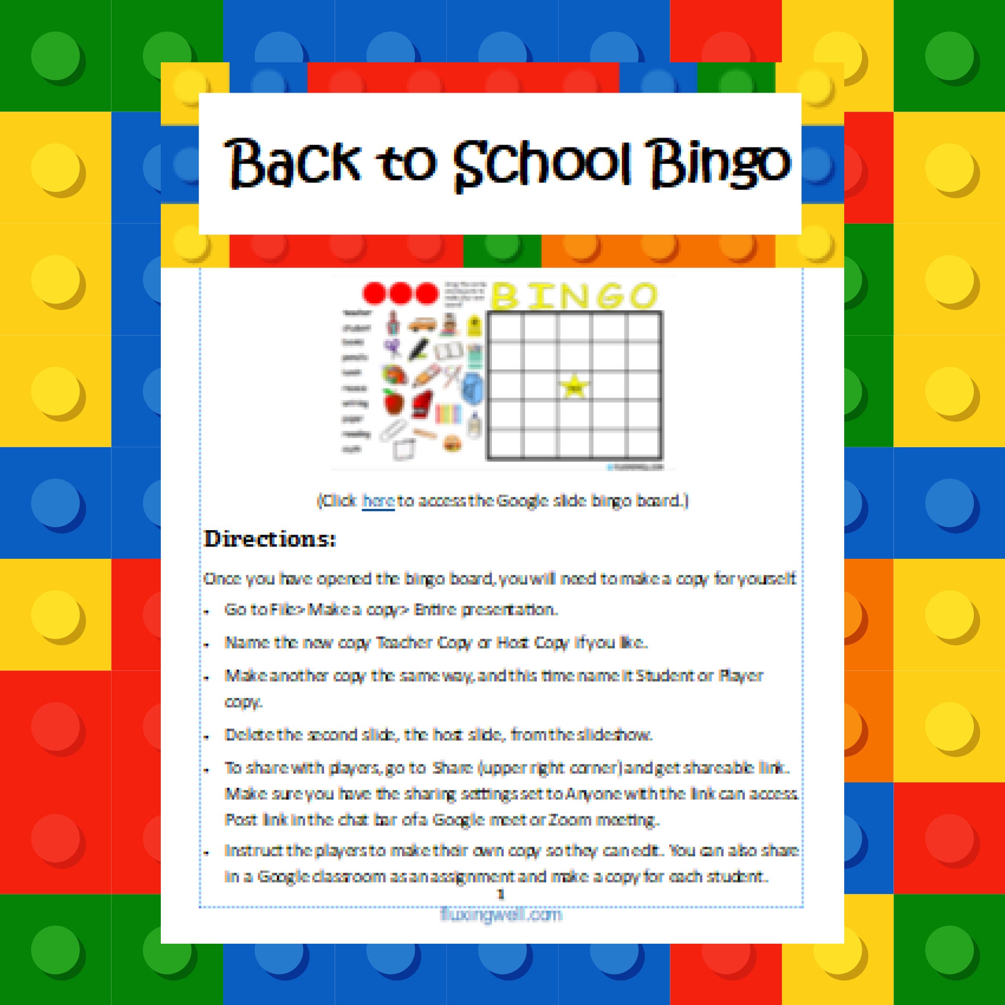 Back to School Virtual Bingo With Google Slides: Fully Customizable ...