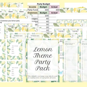 Editable Lemon Party Bundle: Invitations, Games, Place Cards, Labels ...