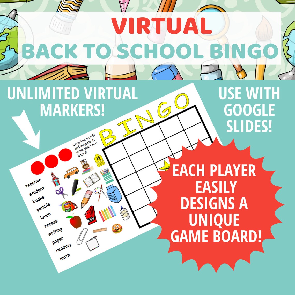 Back to School Virtual Bingo With Google Slides: Fully Customizable ...
