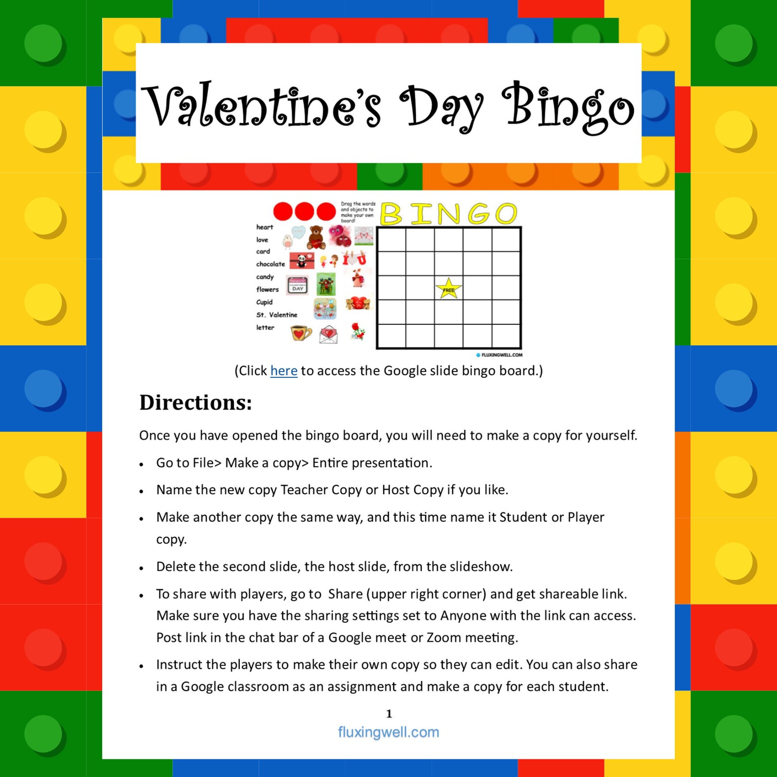 Valentine's Day Party Virtual Bingo With Google Slides: Fully ...