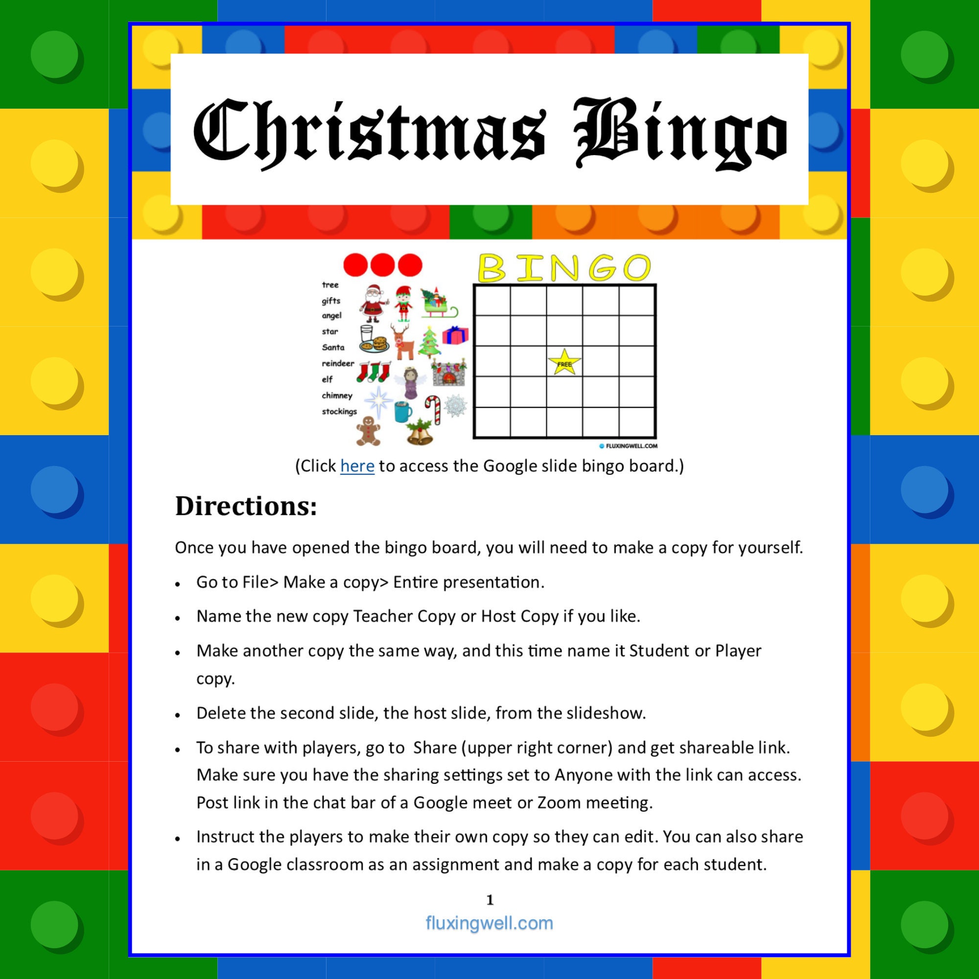 Christmas Party Virtual Bingo With Google Slides: Fully Customizable ...