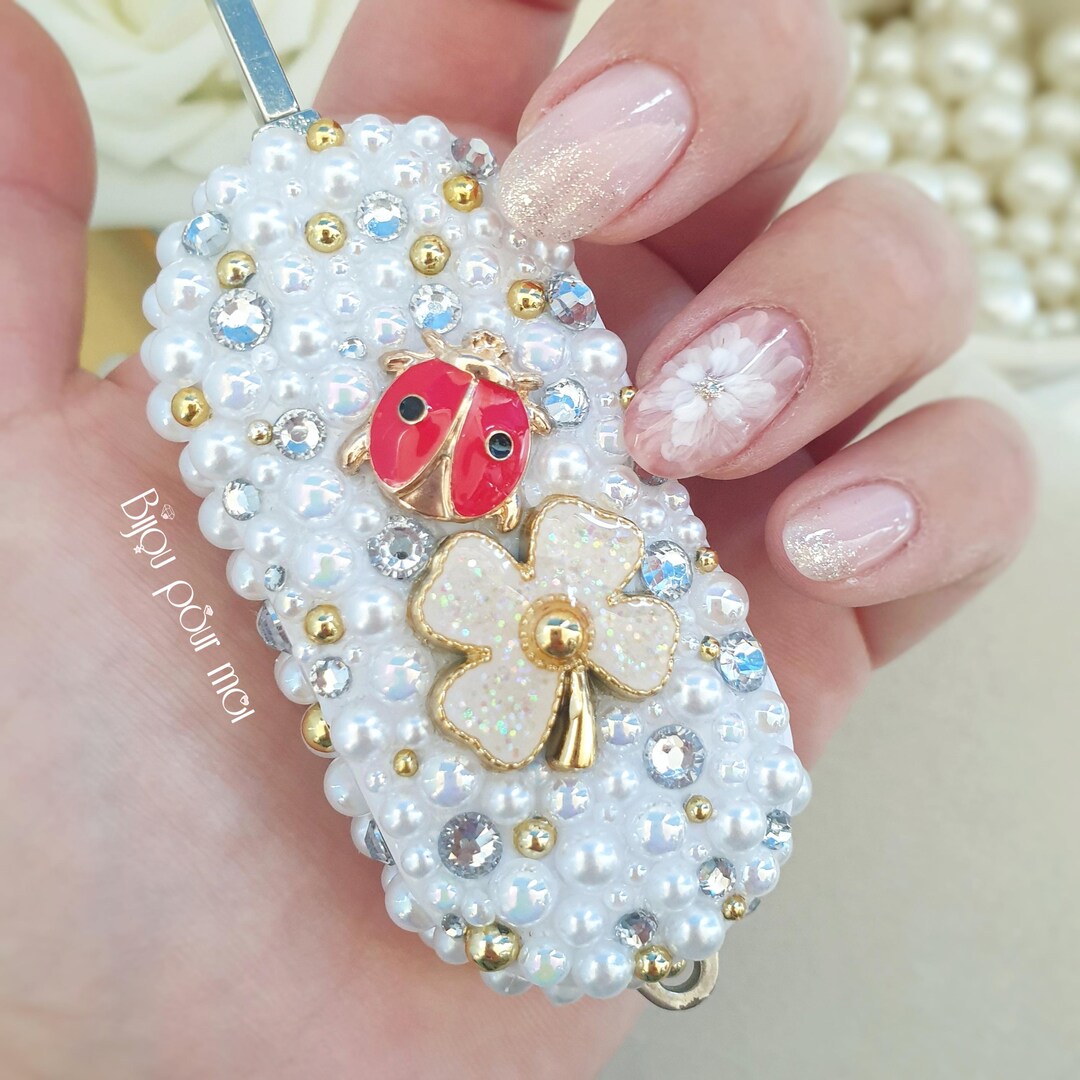 Fiat Lancia Rhinestone Ladybug Four-leaf Clover Lucky Pearl Remote ...