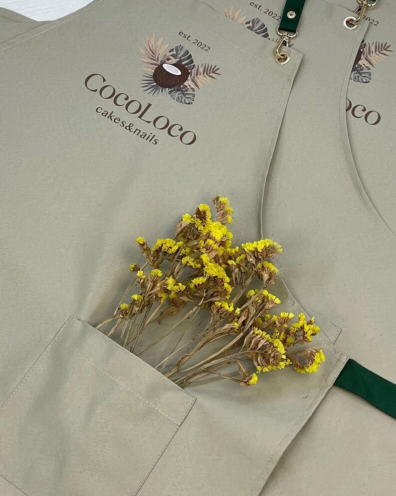 Logo Apron, Custom Logo Apron, Apron With Pockets, Customizable Apron ...