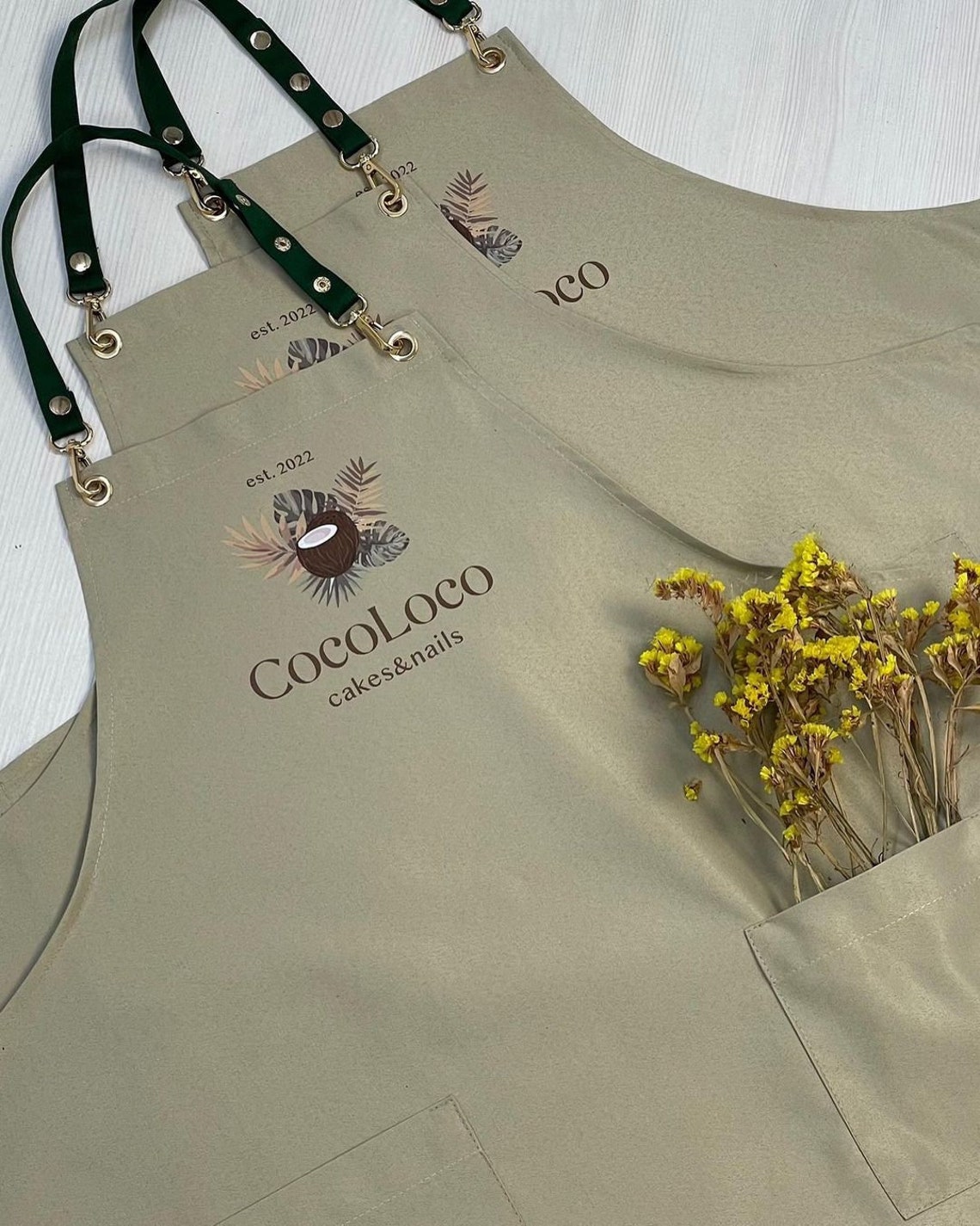 Logo Apron Custom Logo Apron Apron With Pockets - Etsy