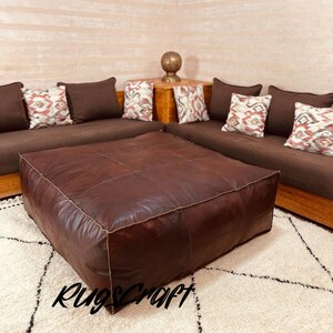 Amazing Pouf Square Ottoman Pouffe Moroccan Coffee Table Leather ...