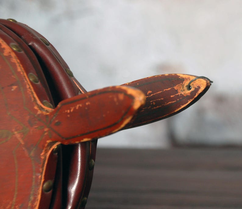 Antique Wood Bellows / Wood and Leather Fireplace Bellows / Turtle Back ...