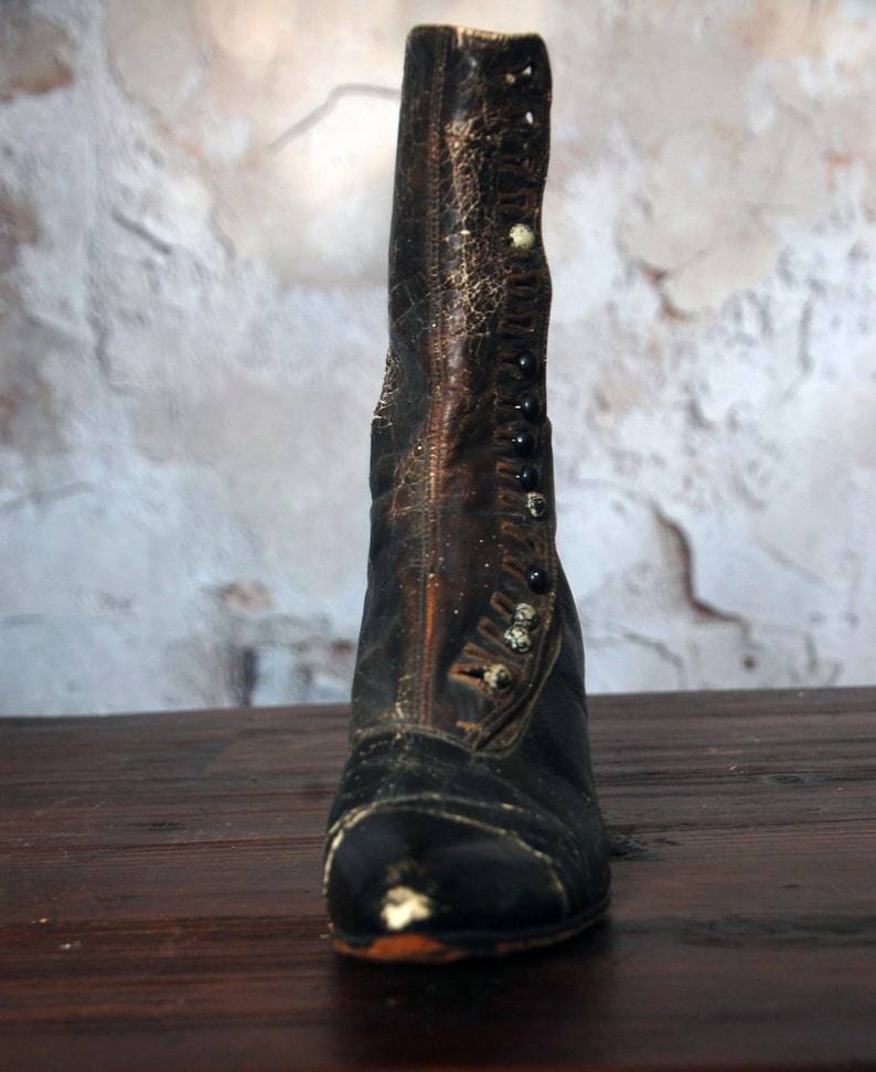 Antique Victorian Button up Ankle Boot / Chocolate Leather Granny Boot ...