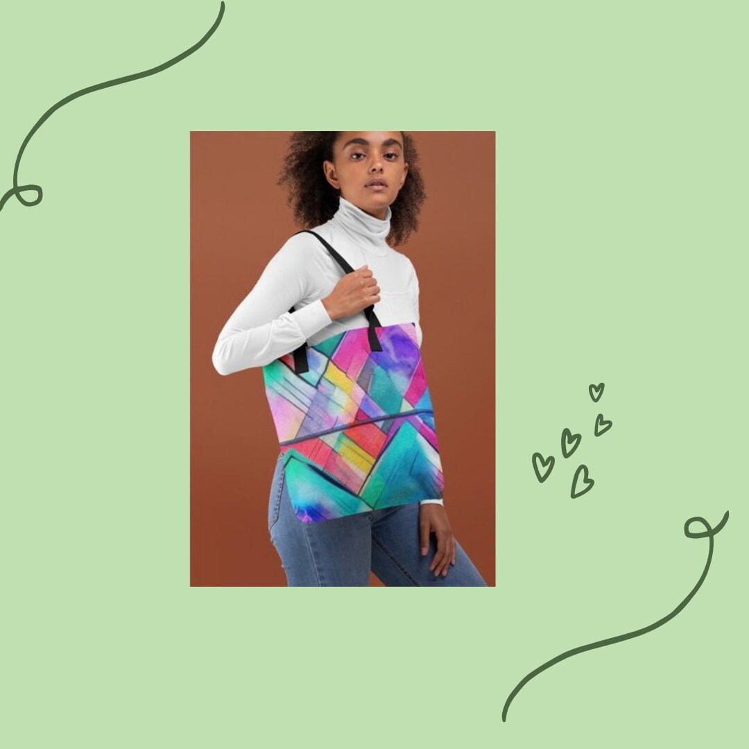 Watercolor Print Canvas Tote Bag Printed Tote Color - Etsy