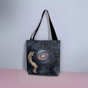Cosmic Balance Tote Bag | Celestial Galaxy Art for Witchy Aesthetic ...