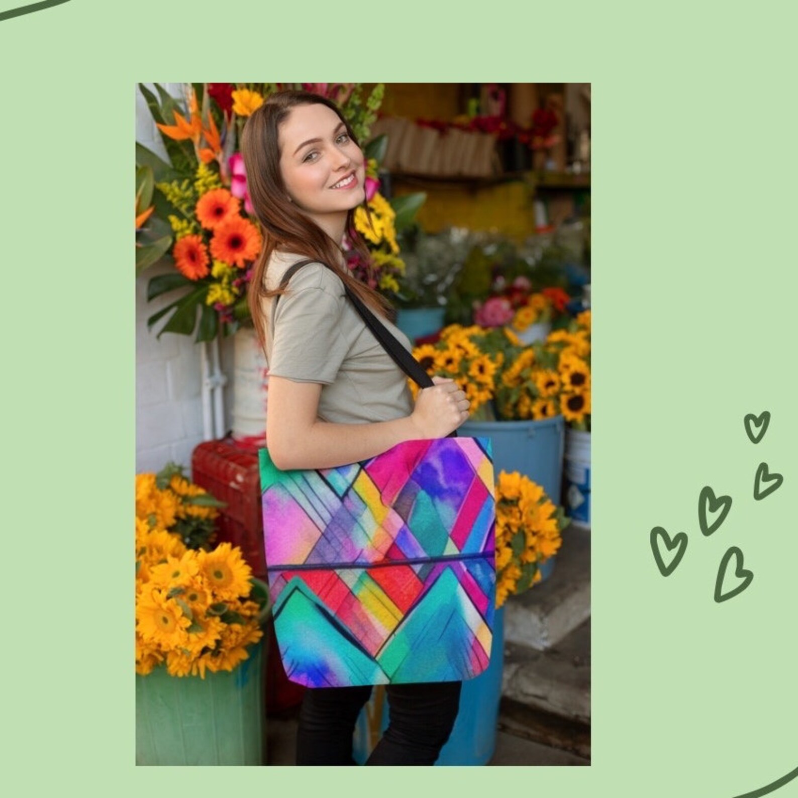 Watercolor Print Canvas Tote Bag Printed Tote Color - Etsy