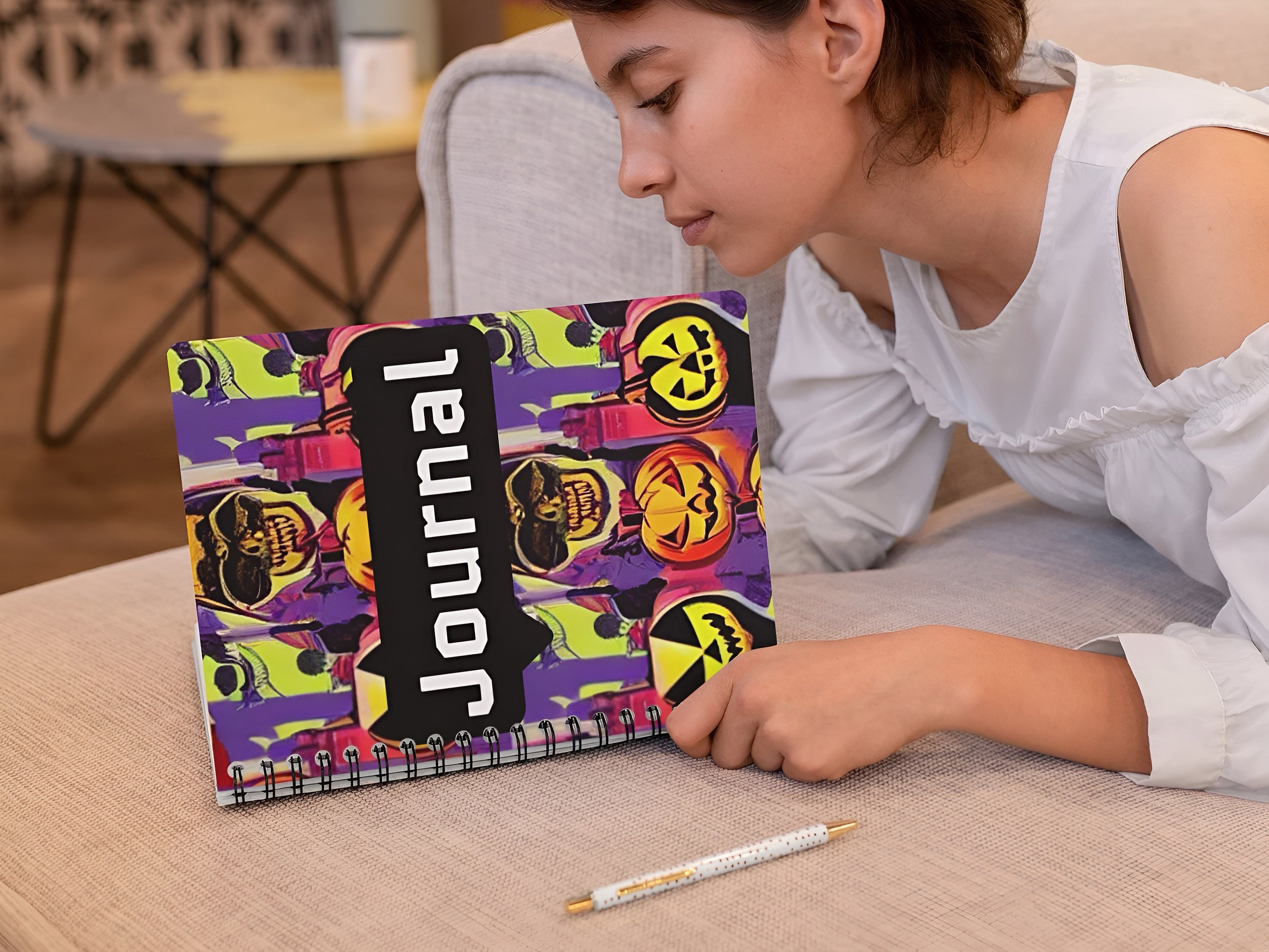 Halloween Theme Spiral Notebook for Scary Tales Haunted Theme Writing ...