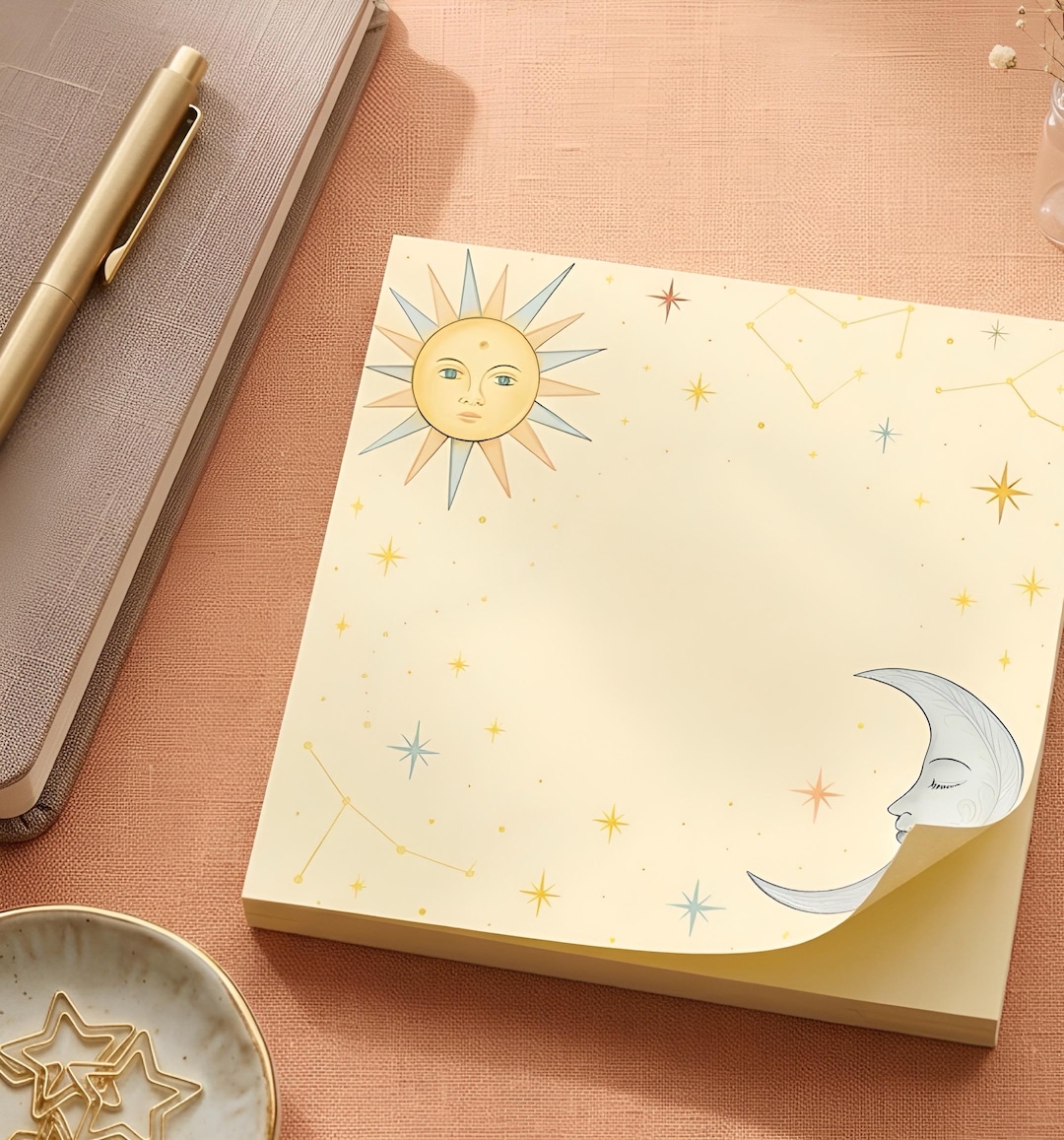 Celestial Sticky Note Pad Organization Desk Accessory Compact Design ...