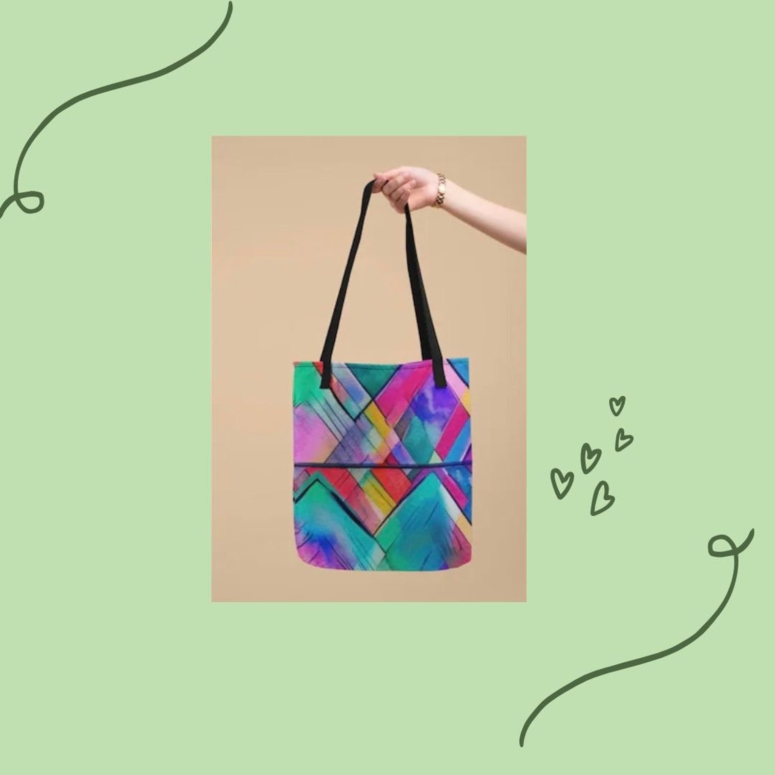 Watercolor Print Canvas Tote Bag Printed Tote Color - Etsy