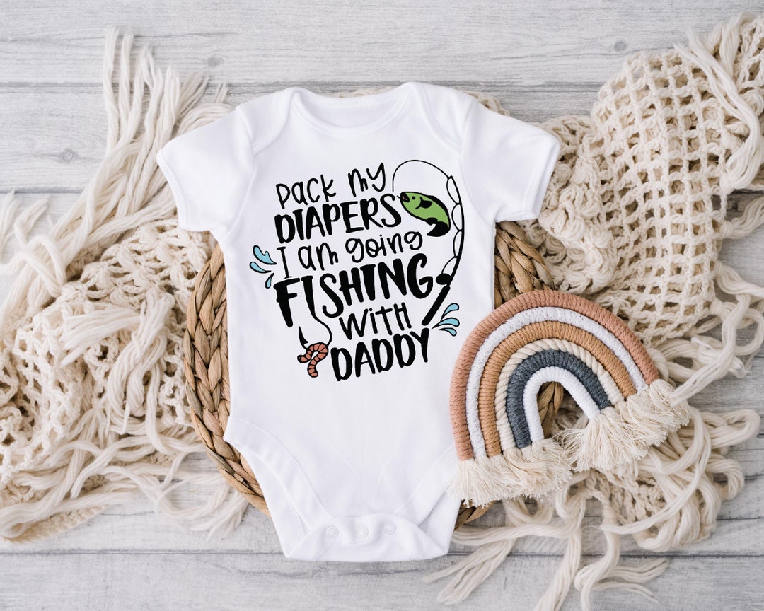 Pack My Diapers I Am Going Fishing Onesie®, Cute and Funny Baby ...