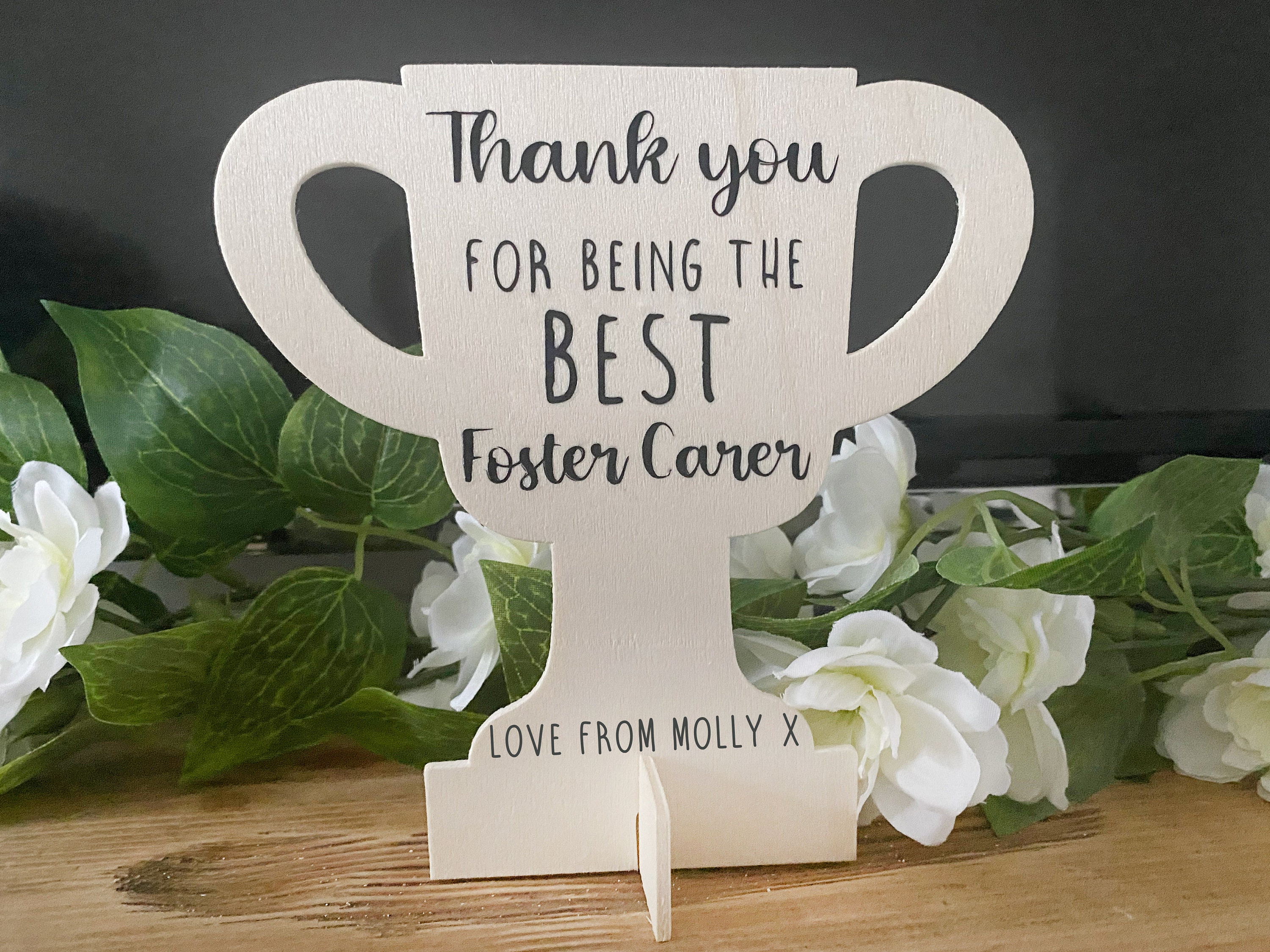 Best Foster Carer Wooden 3D Thank You Card/ Gift - Etsy