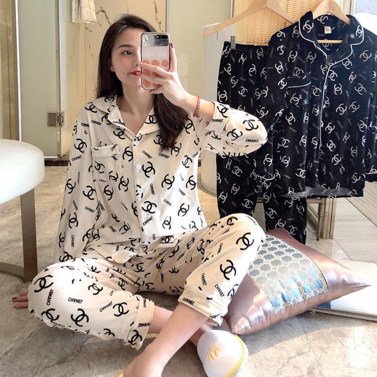 Luxury Designer Inspired Pajama Set Pajamas Sleepwear Couples Etsy
