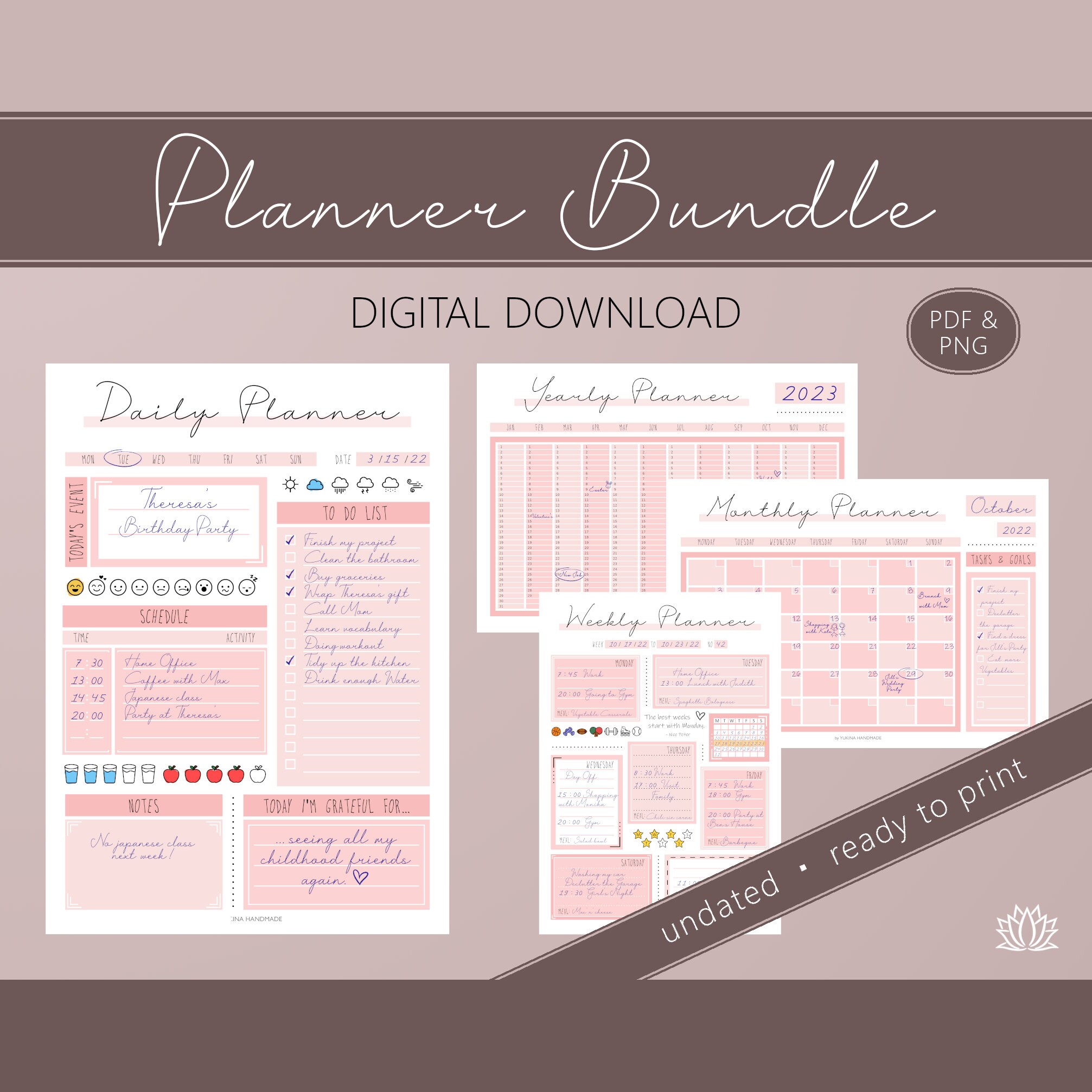 Planner Bundle Printable Daily Weekly Monthly and Yearly - Etsy