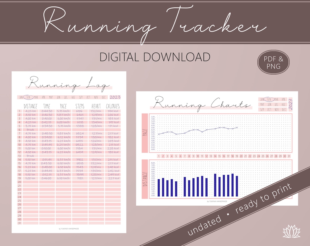 Running Tracker Printable Sport Planner Fitness Journal Log - Etsy