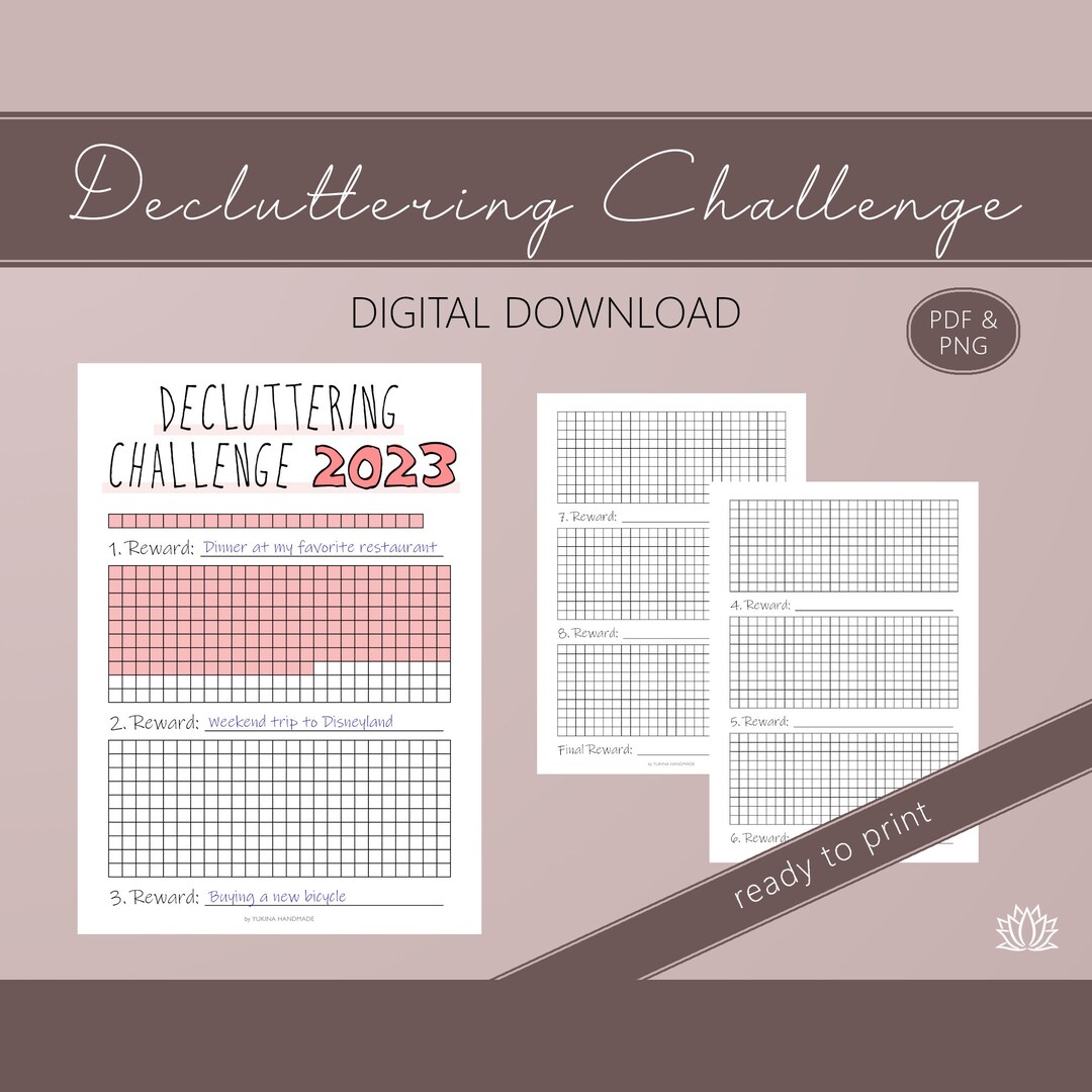 Decluttering Challenge Printable, Motivation Help to Muck Out 2023 ...