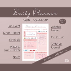 Daily Planner Printable, To-do-list Schedule Tasks Habit Tracker Notes ...