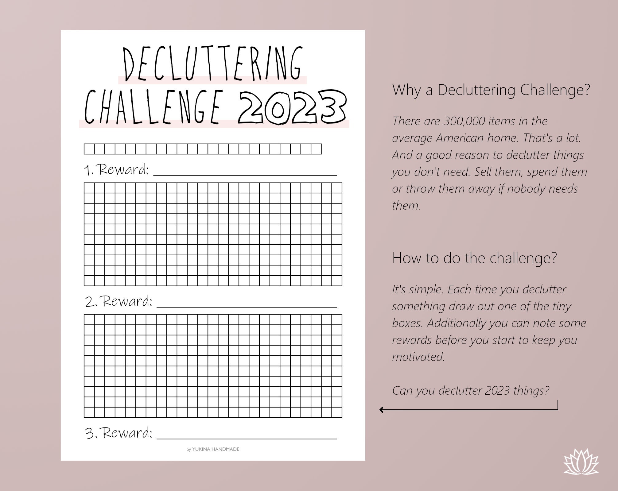 Decluttering Challenge Printable, Motivation Help to Muck Out 2023 ...