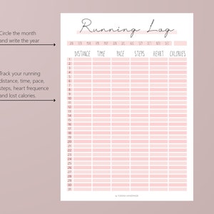 Running Tracker Printable Sport Planner Fitness Journal Log - Etsy