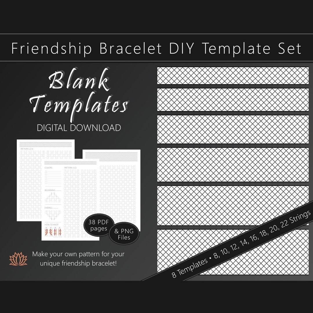 Friendship Bracelet DIY Template Set, Blank, for Own Patterns, Tutorial ...