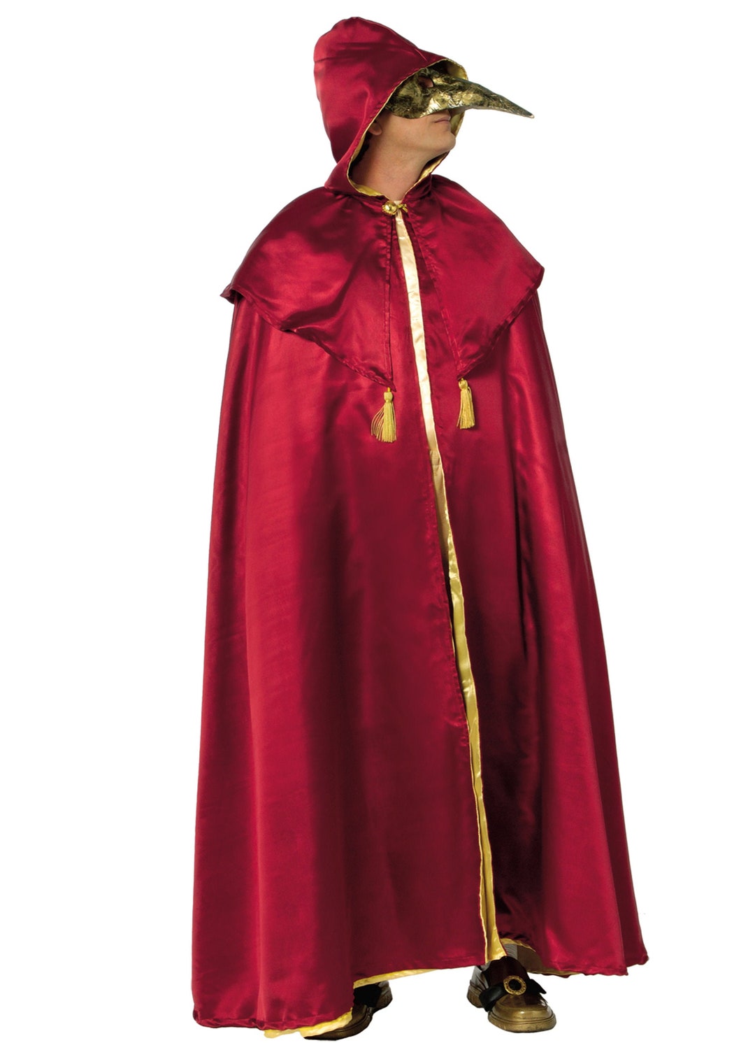 Handmade Satin Cape With Hood Lined, Venetian Cloak Costume for ...