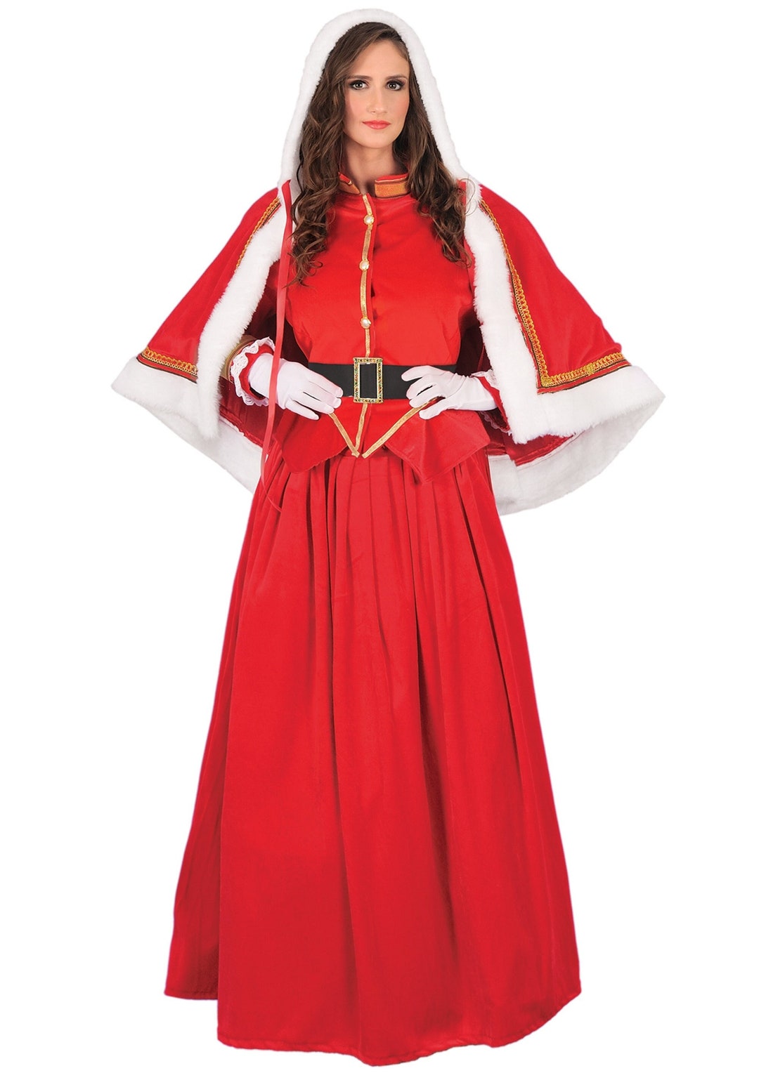 Deluxe Mrs. Claus Costume, Red Velvet Dress With Cape, Handmade - Etsy