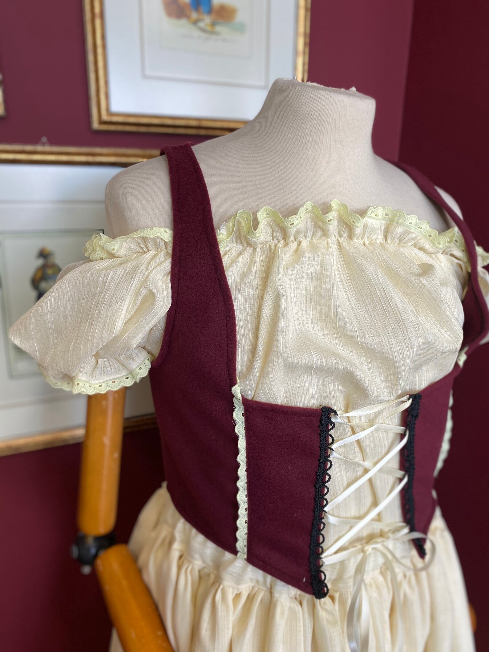 Saloon Girl Costume: Handmade Western Yellow Dress, Corset & Lace - Etsy