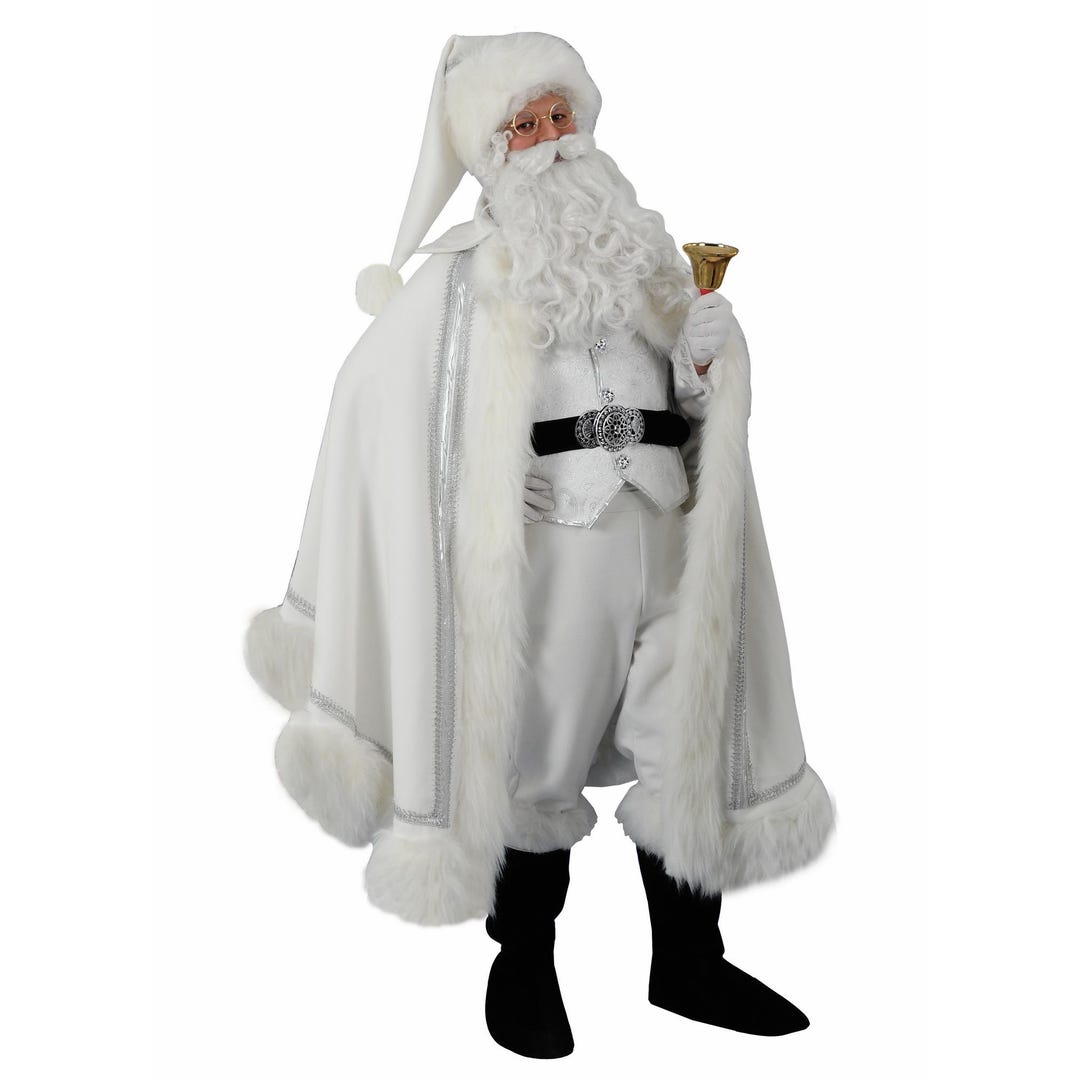 White Santa Suit for Men, Deluxe Santa Claus Costume Plus Size ...