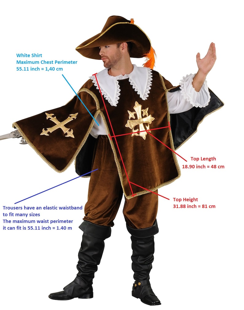 Velvet Brown Musketeer Renaissance Costume, Handmade Theatrical Costume ...
