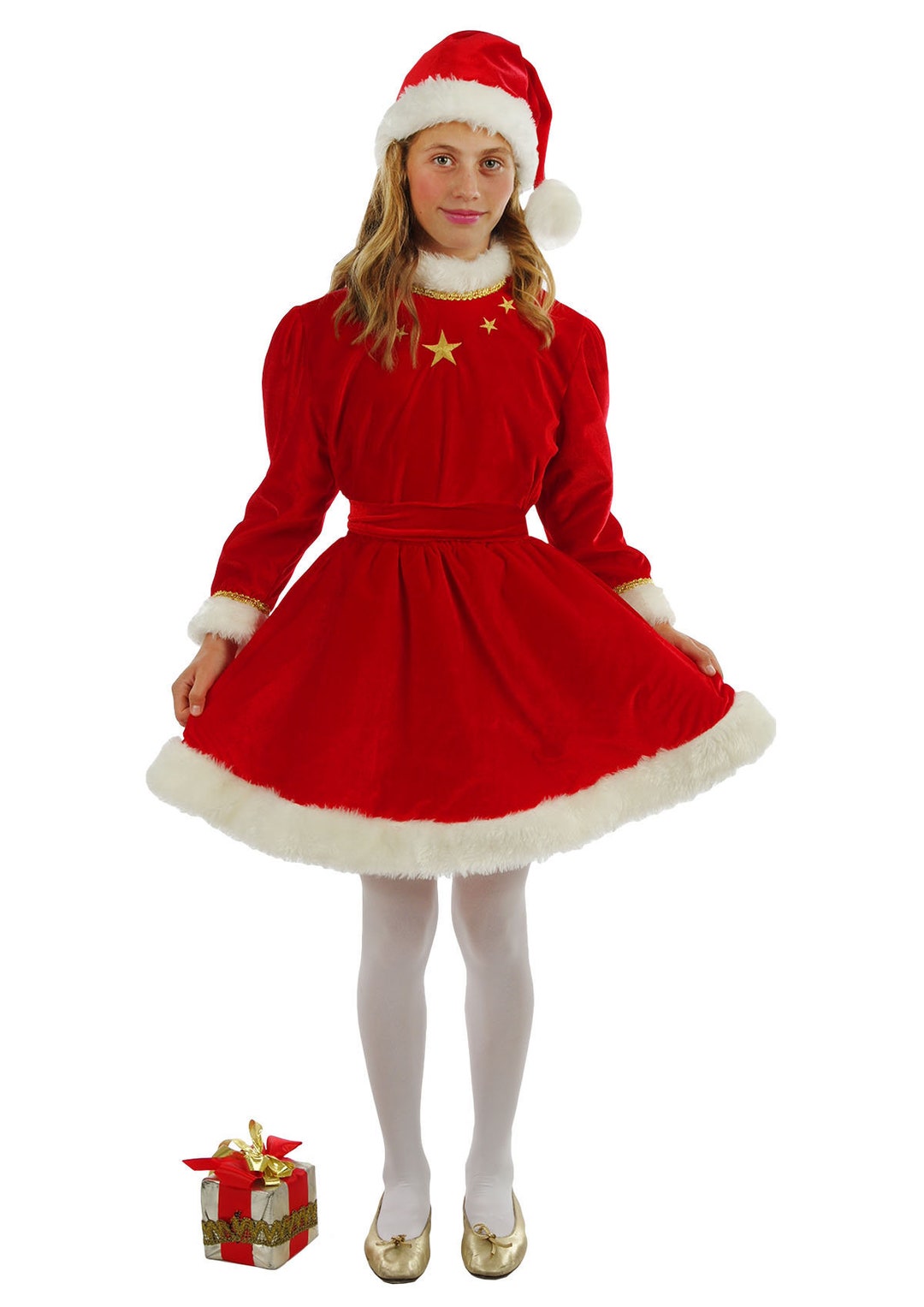 Girl Santa Claus Red Velvet Dress for Christmas, Miss Santa Deluxe ...