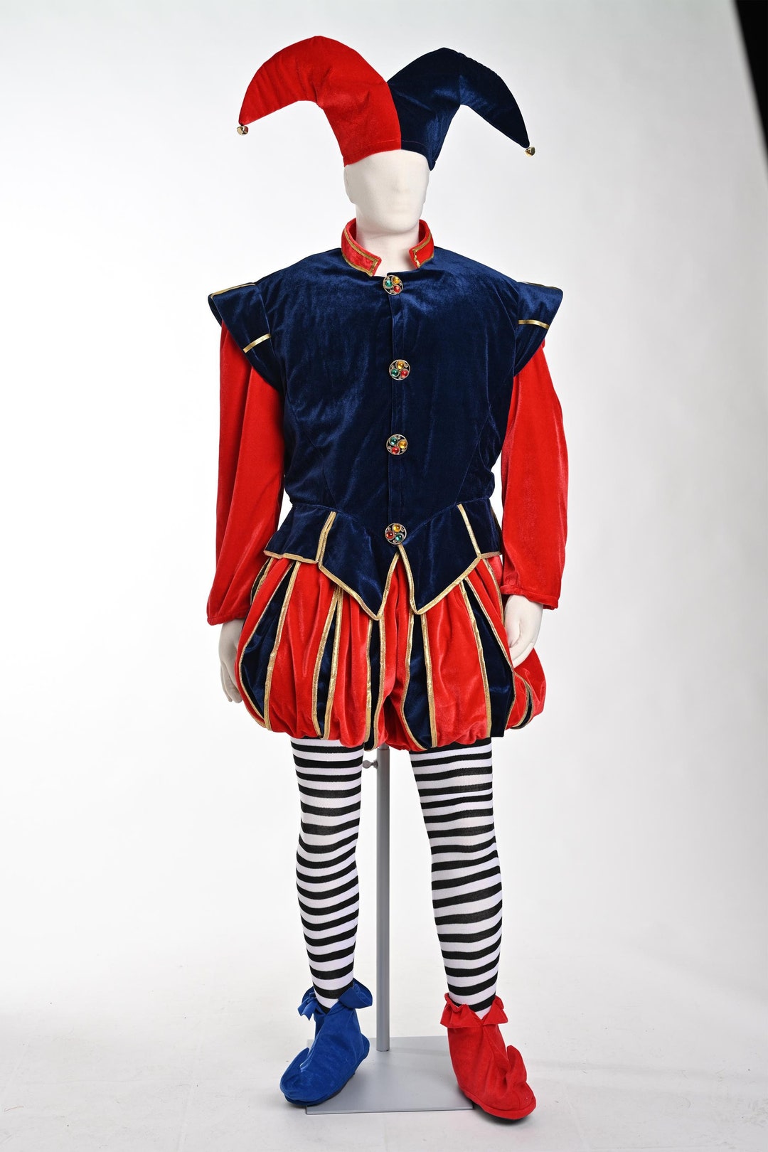 Jester Handmade Costume, Fantasy Clown Outfit for Halloween, Adult Medieval Jester Costume ...