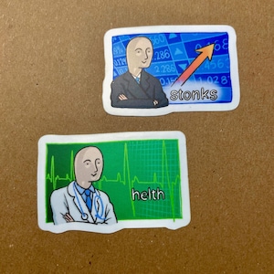 Stonks & Helth Meme Sticker Stonks Guy Helth Guy Dank Meme - Etsy