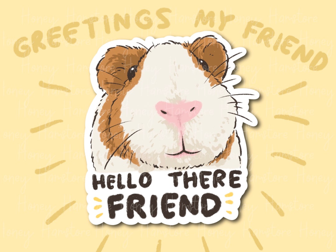 Guinea Pig Hello There Friend| Funny and Cute Laptop Sticker | Gifts ...