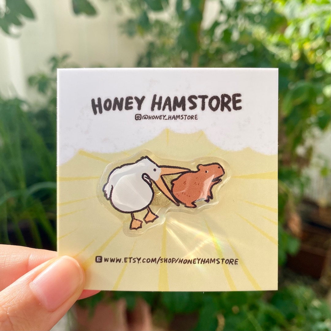 Capybara Pelican | Acrylic Pin | Cute Funny Design | Gifts Under 10 ...