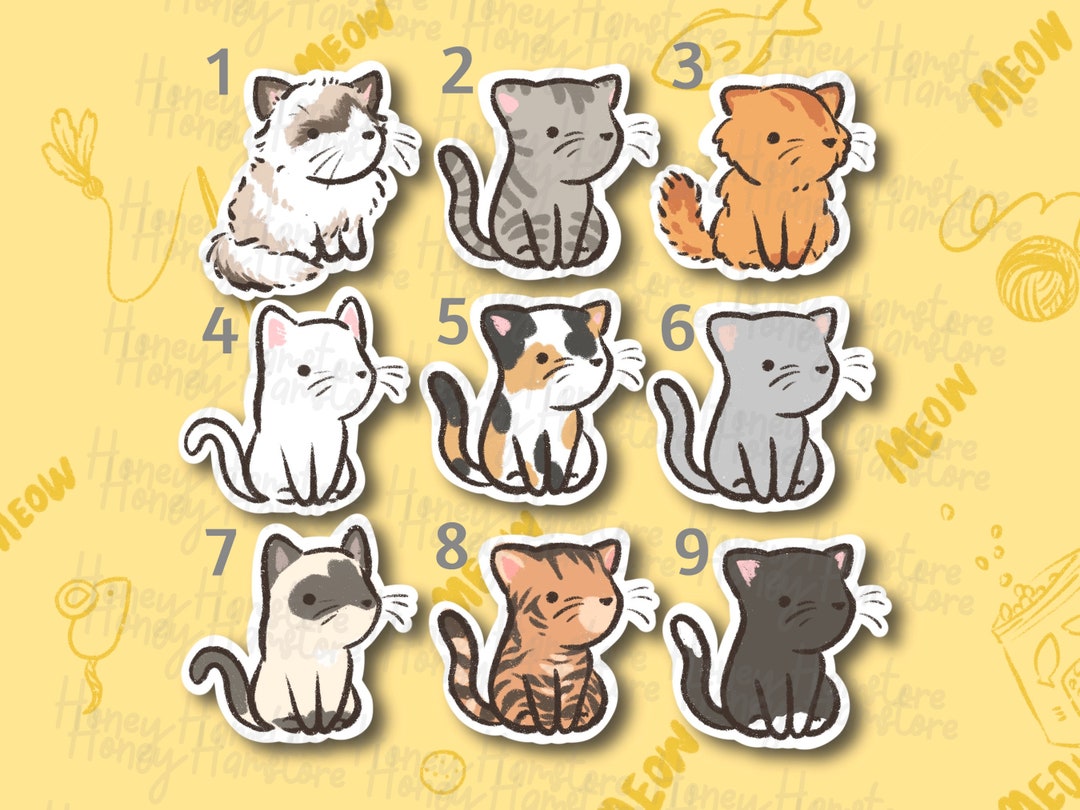 Cute Chibi Cat Kitty Stickers | Cat Lover | Kitten Sticker | Pet ...