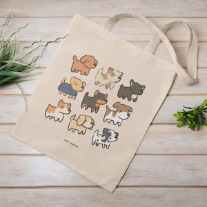 Cute & Kawaii Dog Puppy Tote Bag Canvas Tote Bag - Etsy