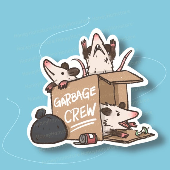 Opossum Garbage Crew Sticker Funny Sticker Possum Sticker - Etsy
