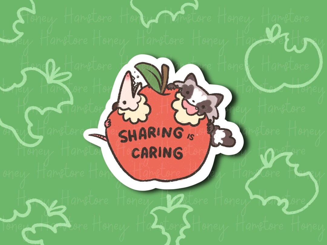 Sharing is Caring Apple | Funny Joke Sticker | Gifts Under 10 | Water ...